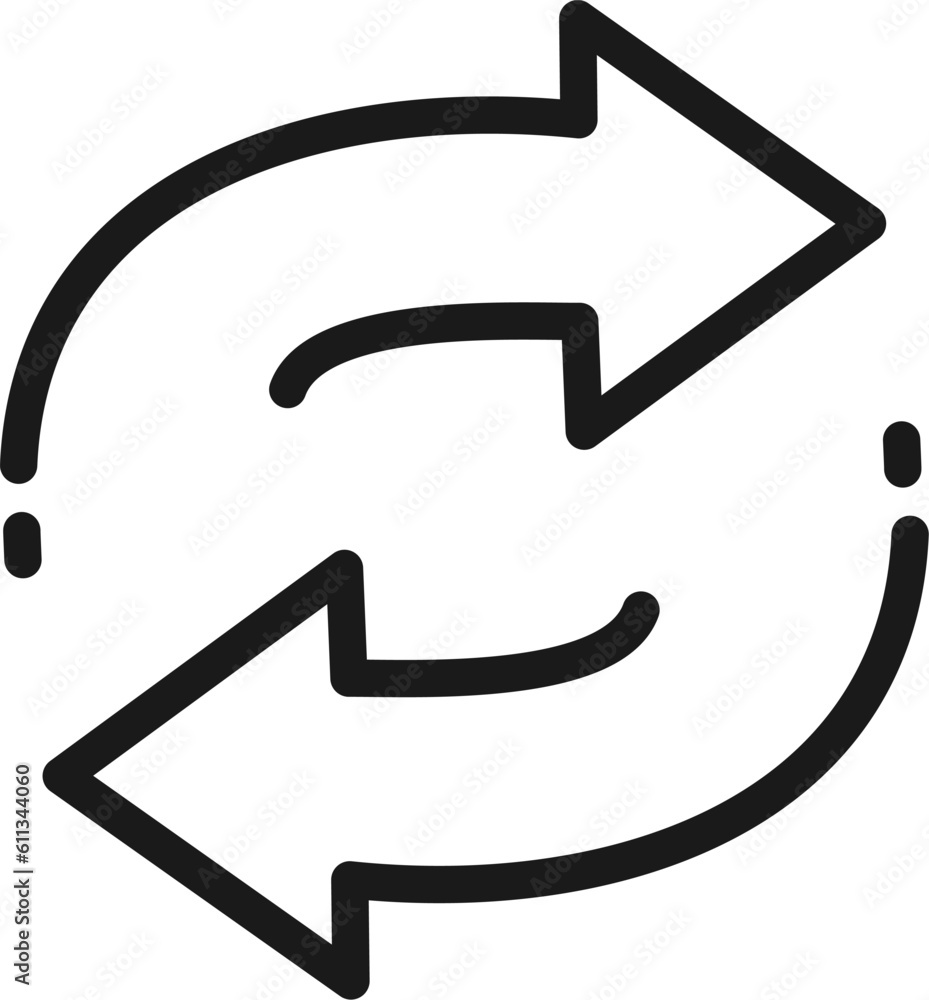 Double reverse arrow, replace icon, exchange linear sign on white ...