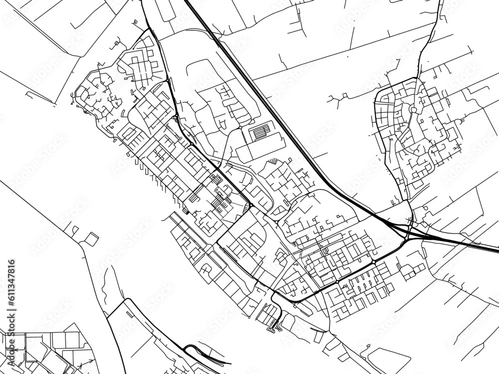 Vector road map of the city of Maassluis in the Netherlands on a white ...