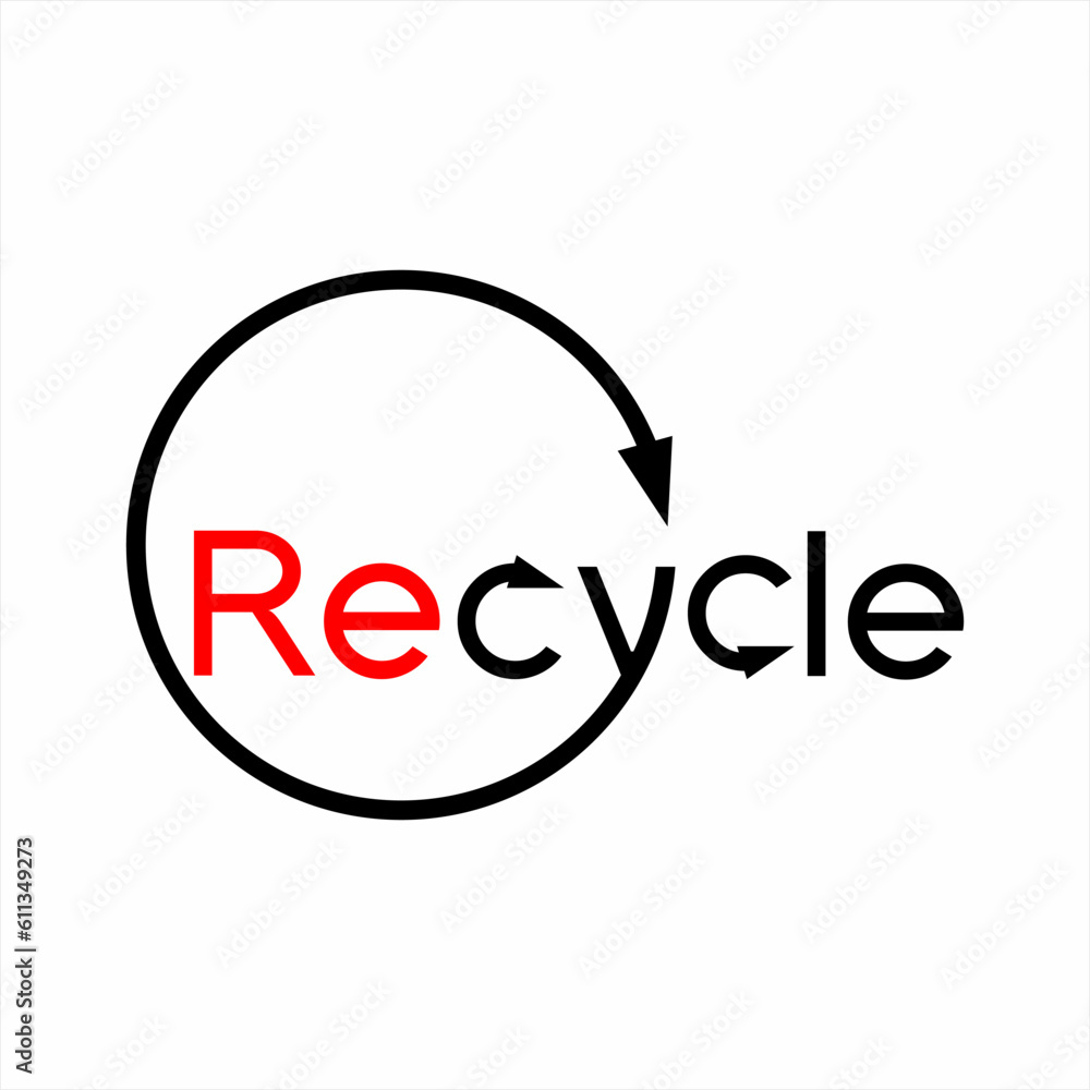 Recycle word design with arrow symbol on letter Y and C. Stock Vector ...