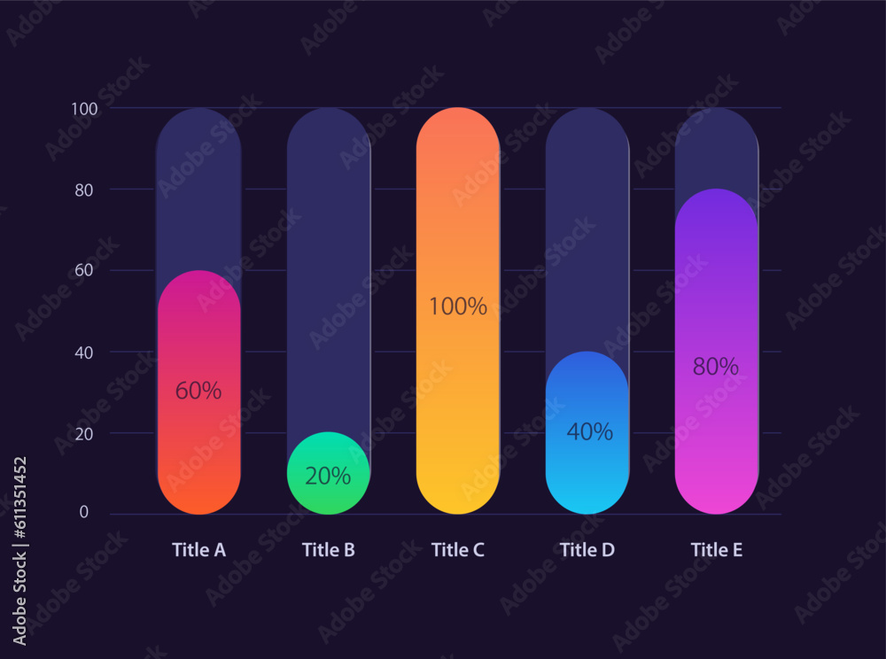 Rectangular infographic chart design template for dark theme. Compare ...