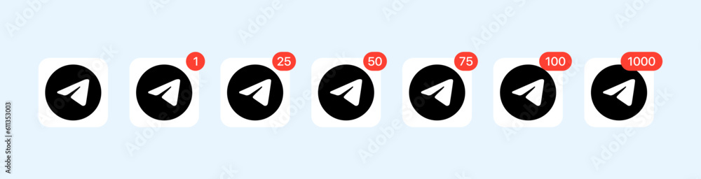 Telegram notice. Silhouette Telegram, black color. Vector icons Stock ...