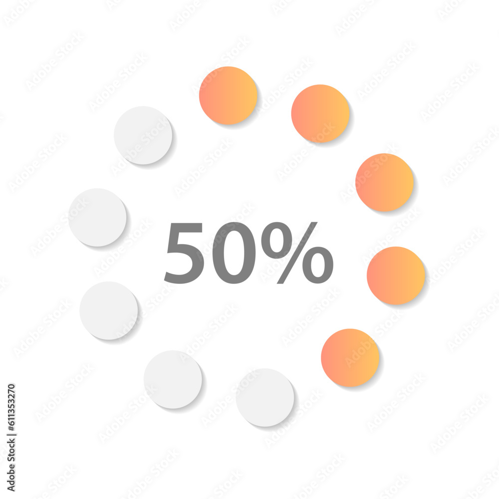 Round gradient dot infographic chart design template. Fifty percentage ...