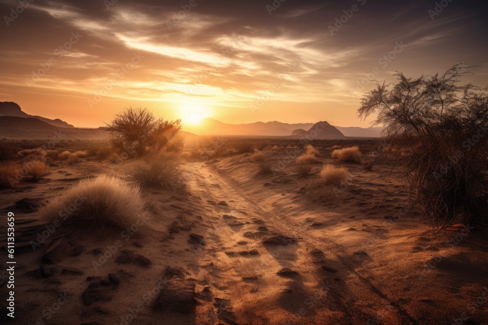 arid landscape with dramatic sunrise, showcasing the beauty of this ...