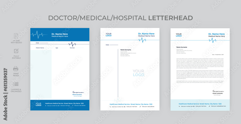 Medical Prescription Template. Healthcare pad doctors letterhead design ...