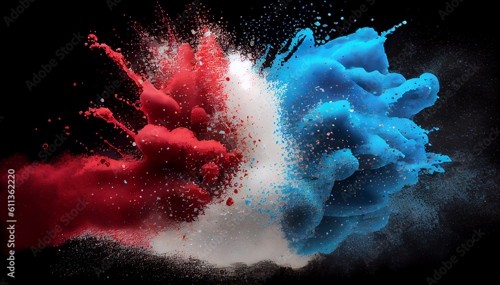 Red white and blue color powder splash. july 4th celebration. American ...