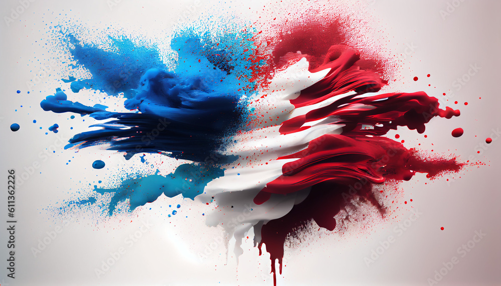 Red white and blue color powder splash. july 4th celebration. American ...
