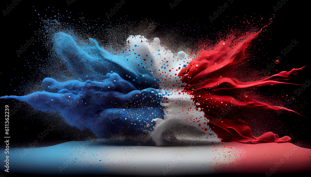Red white and blue color powder splash. july 4th celebration. American ...