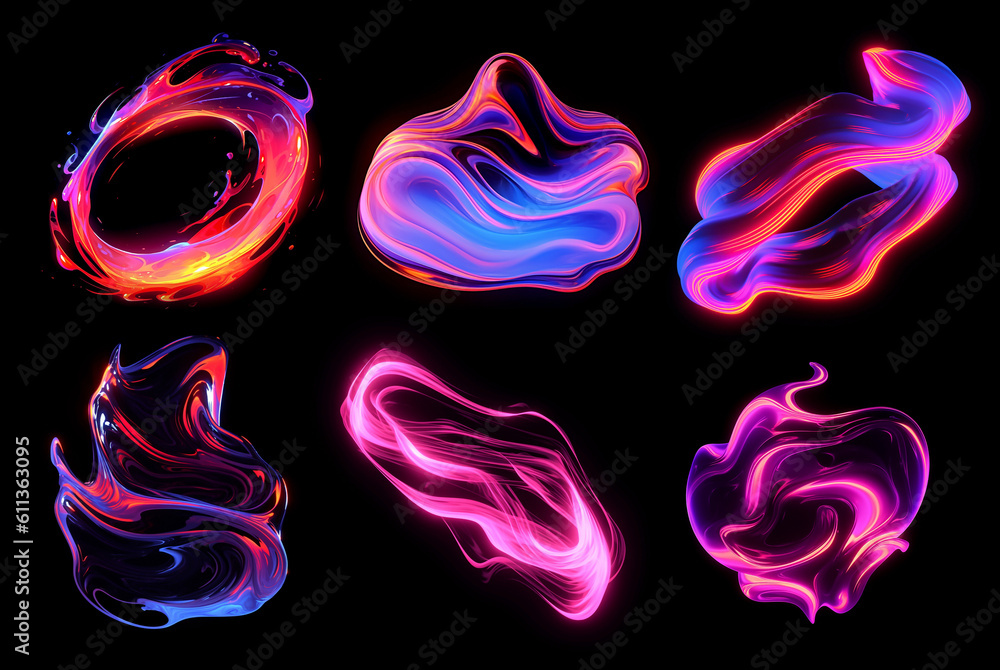 Colorful abstract liquid shape set. Bold sprite flash effect elements ...