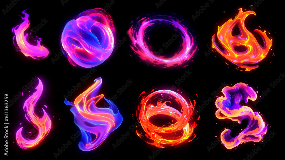 Photo & Art Print Colorful abstract fire effect set, Pavel
