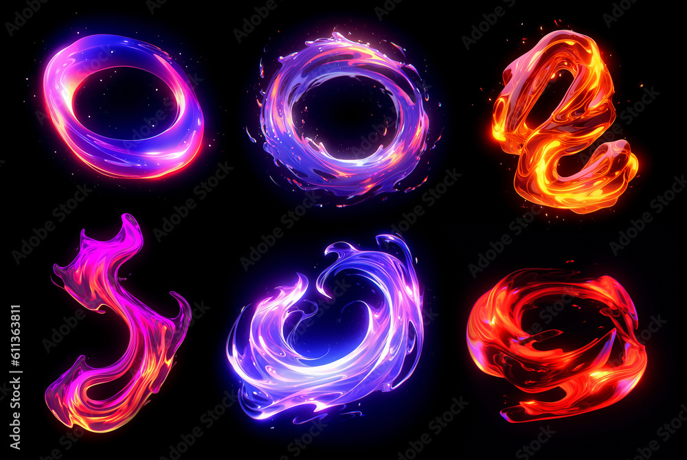 Colorful abstract liquid shape set. Bold sprite flash effect elements ...