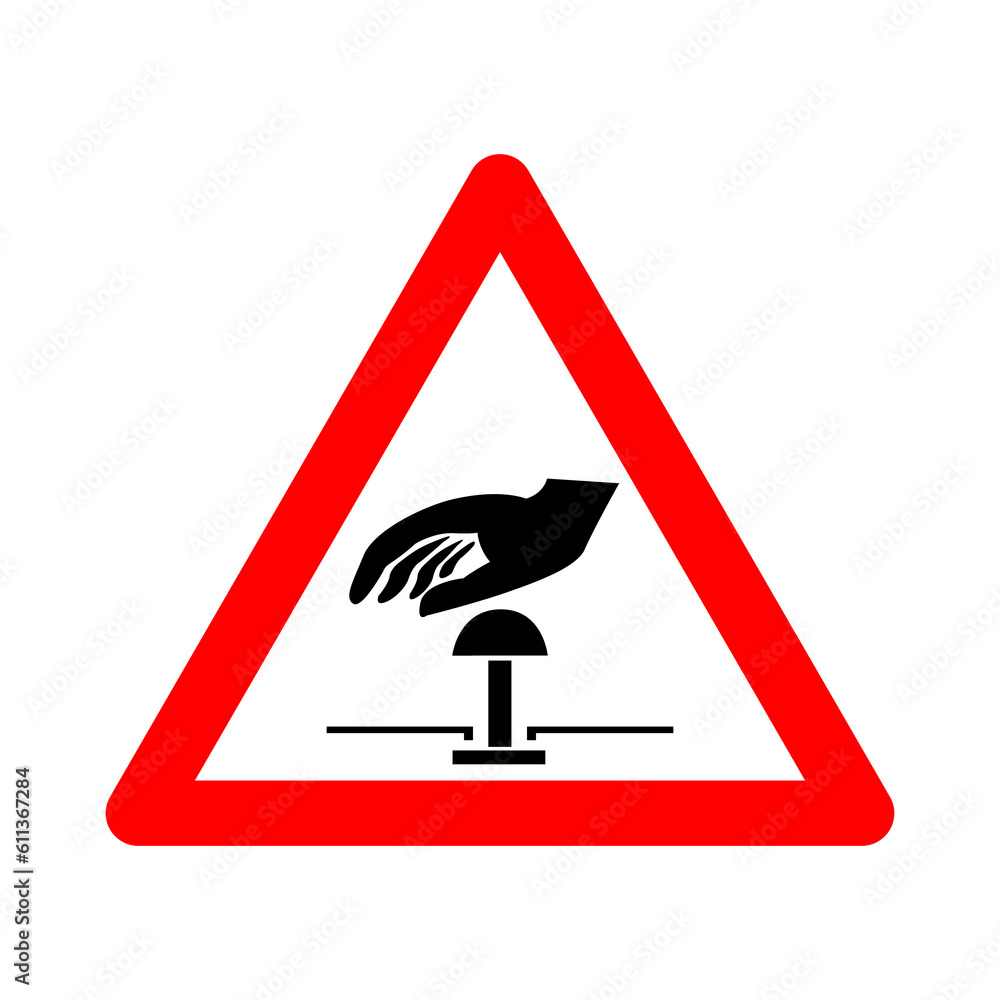 Emergency stop sign with button. Warning sign emergency shutdown button ...