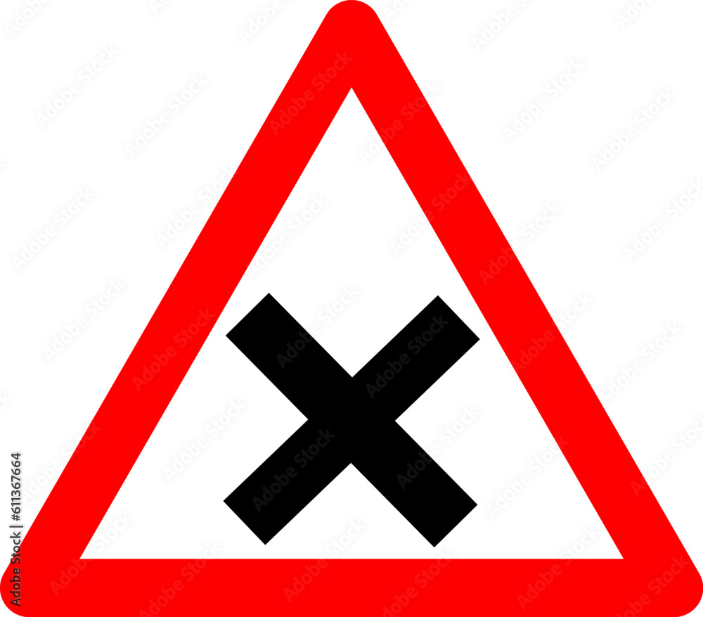 Sign intersection equivalent roads. Warning sign crossing equivalent ...