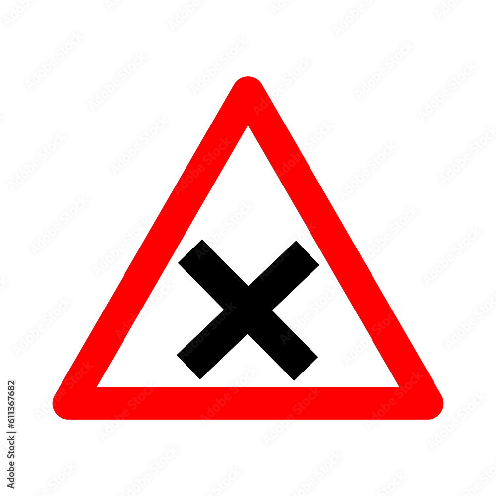Sign intersection equivalent roads. Warning sign crossing equivalent ...