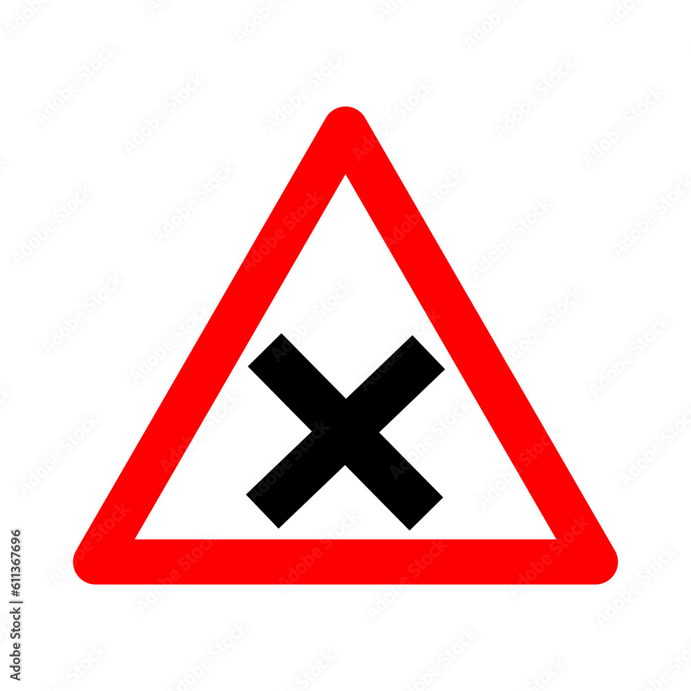 Sign intersection equivalent roads. Warning sign crossing equivalent ...