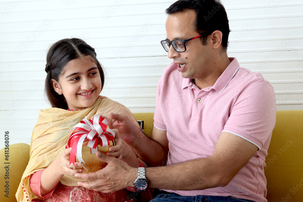 Happy Father Day, Indian cute daughter girl with traditional hijab ...