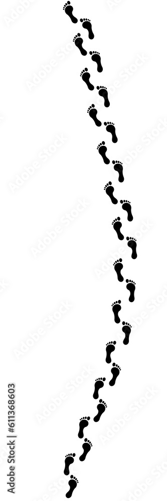 Tracking track footprints human feet on white transparent background ...