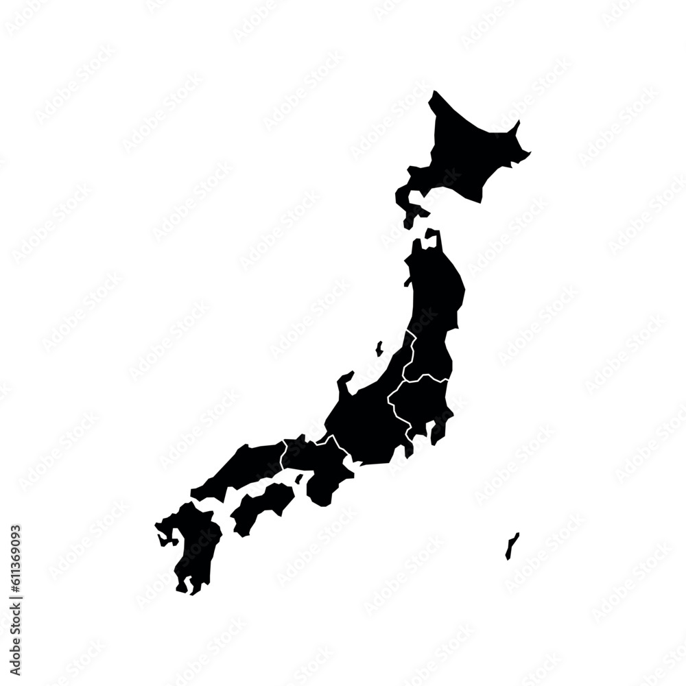 Blank map of Japan. High quality map of Japan with provinces on ...