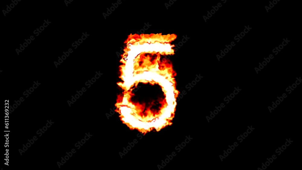 Number 5 with fire effect on plain black background Stock 비디오 | Adobe Stock