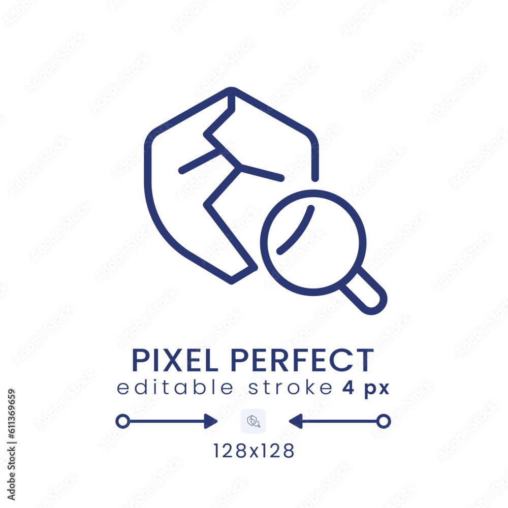 Vulnerability scanning linear desktop icon. Cyber security threat ...