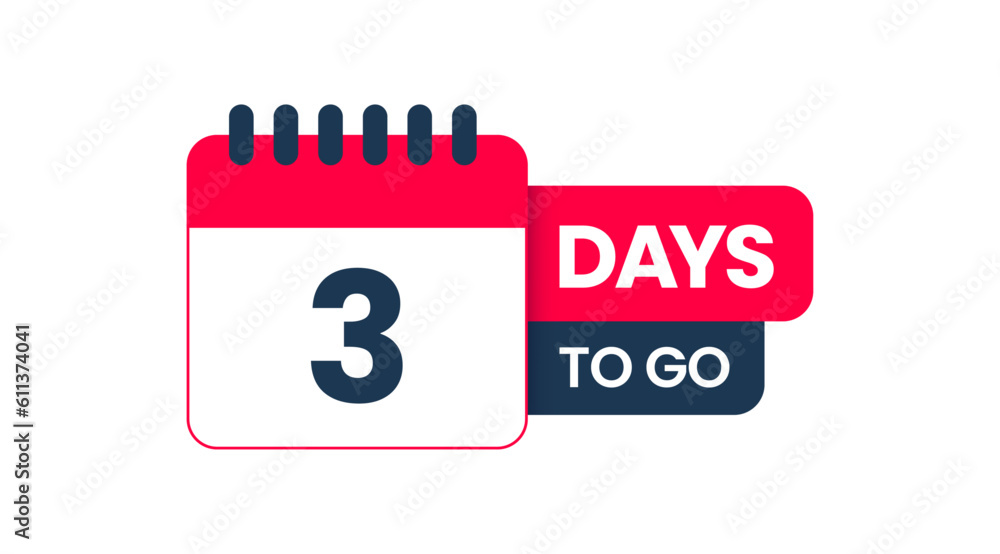 Number 3 days to go badge template, Three Days left time countdown ...
