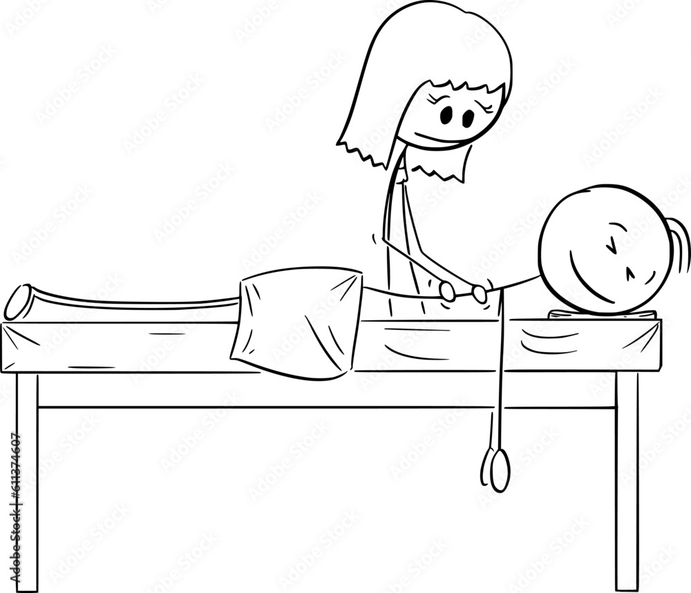 Back Massage Therapy, Vector Cartoon Stick Figure Illustration Stock ...