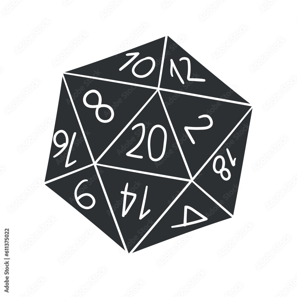 20 Dice Icon Silhouette Illustration. Rol Board Game Vector Graphic ...