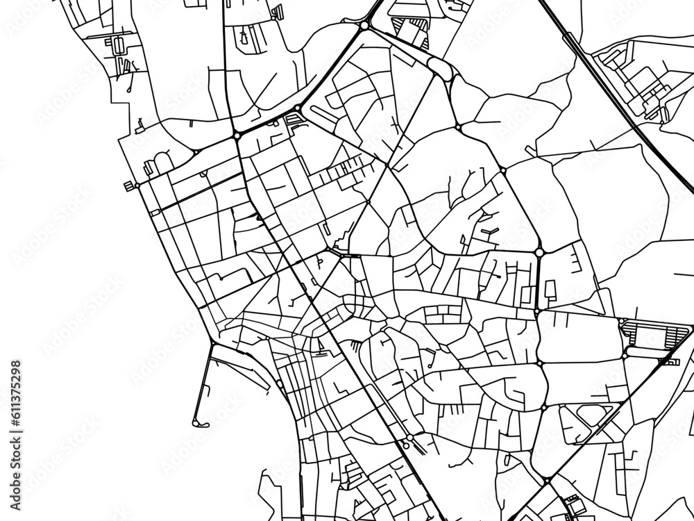 Vector road map of the city of Povoa de Varzim in Portugal on a white ...