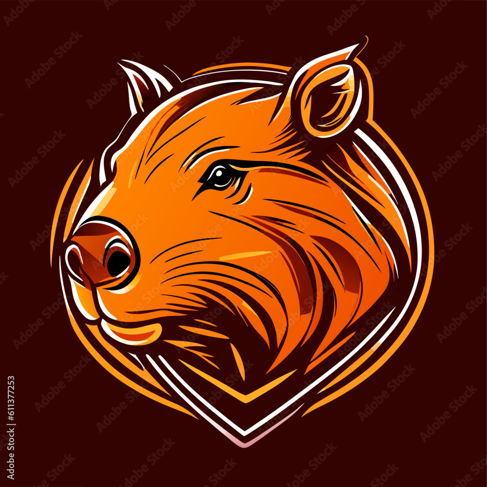 Vector image of a capybara's face on a red background Stock Vector ...
