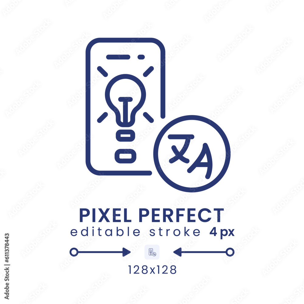 Language Learning app linear desktop icon. Educational software ...