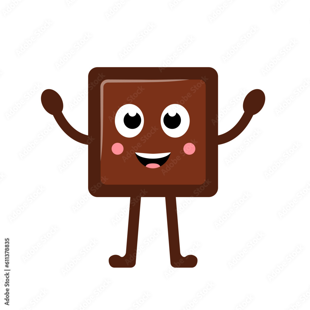 Cute cartoon chocolate character isolated on white. World Chocolate Day ...