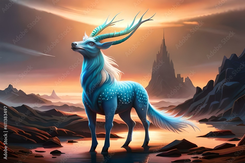 A magical kirin with the body of a deer and the scales of a dragon ...