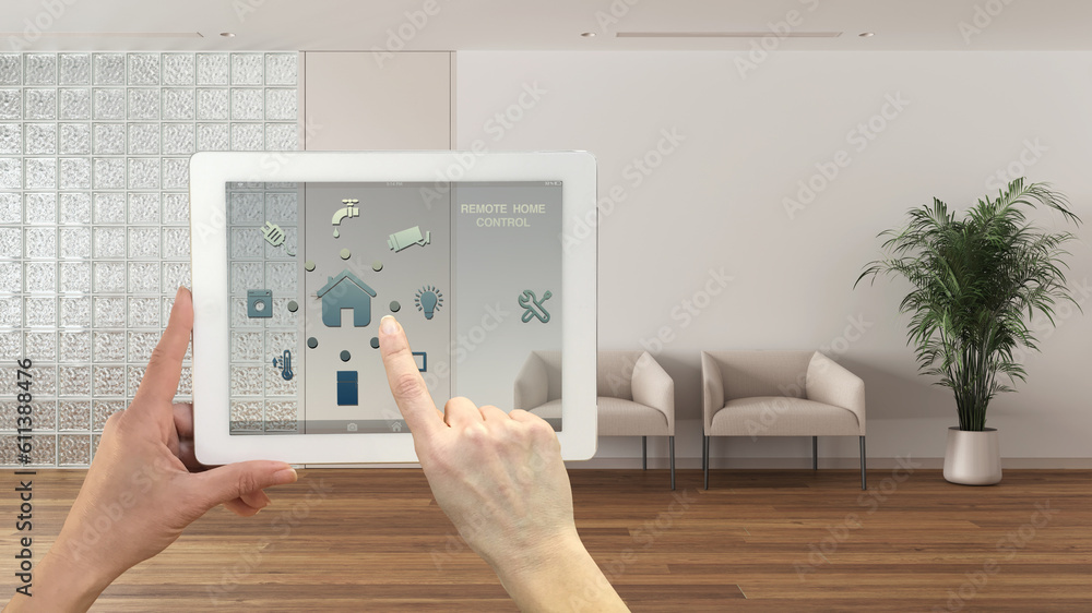 Smart remote home control system on a digital tablet. Device with app ...