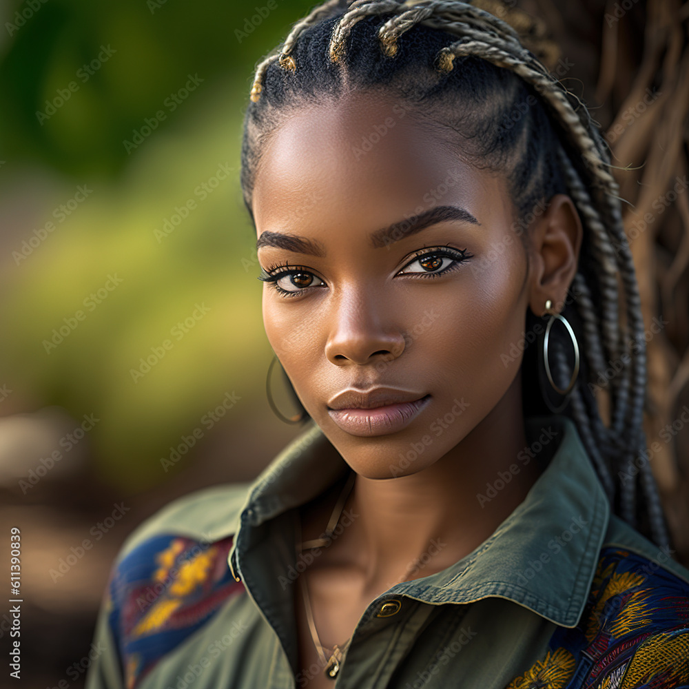 Gorgeous black woman posing with unfocused background, generative ai ...