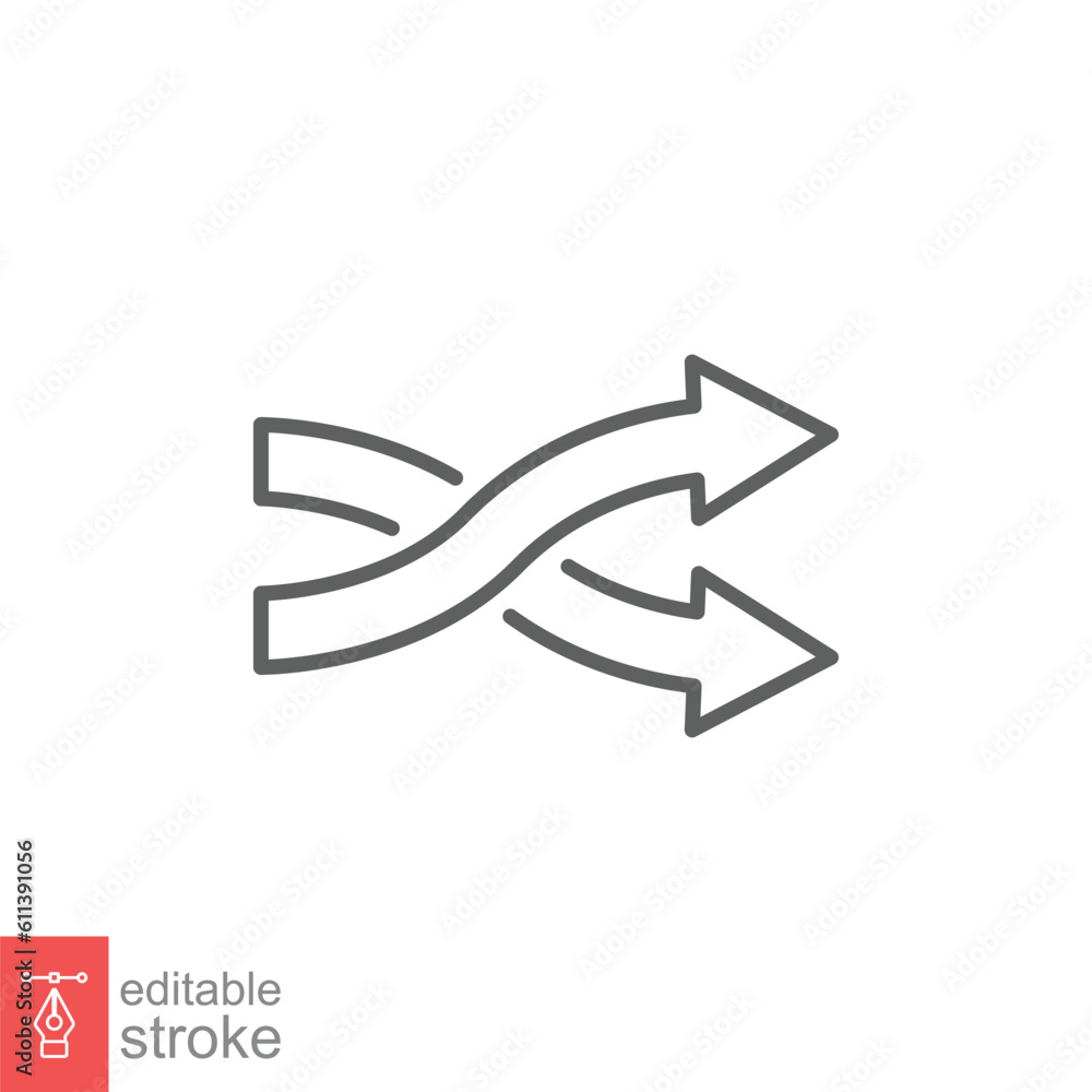 Redirection icon. Simple outline style. Redirect arrow, two ...