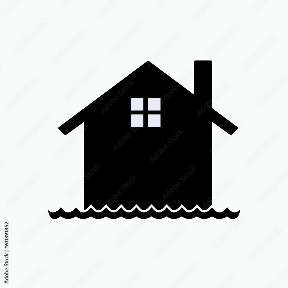 Flood Icon. Natural Disaster Symbol - Vector. Stock Vector | Adobe Stock
