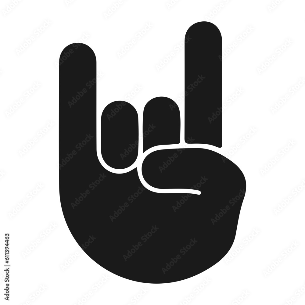 Rock and roll or heavy metal hand sign, hand sign icon, emoji hand ...