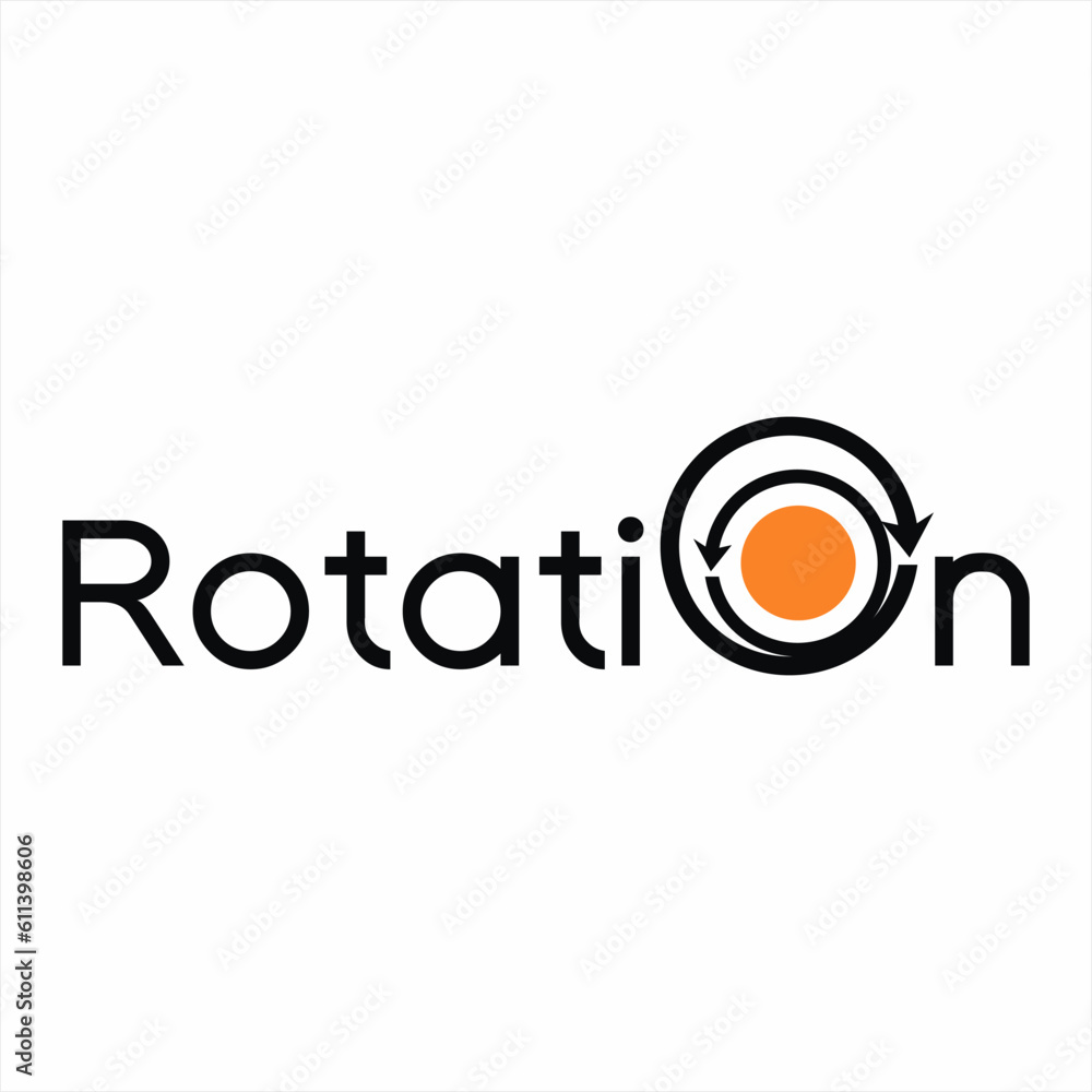 Rotation logo design. Illustration of the word rotation and its symbol ...