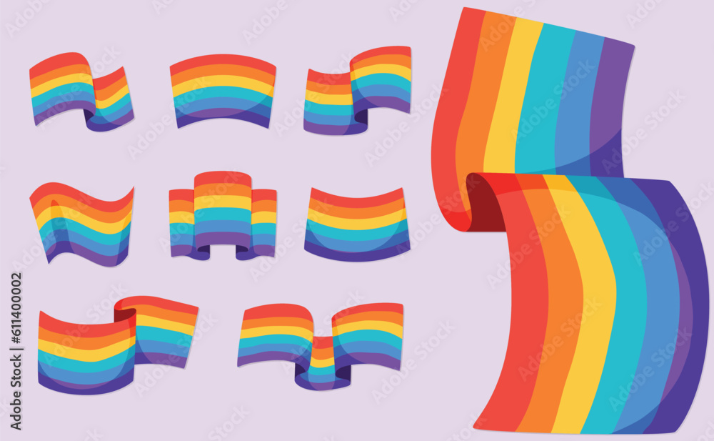 Vector set of LGBTQ community symbols with pride flags, gender signs ...