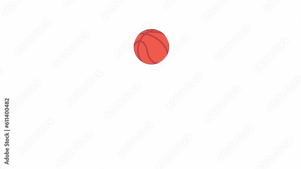 Vidéo Stock Bouncing basketball animation. Flat cartoon style icon 4K ...