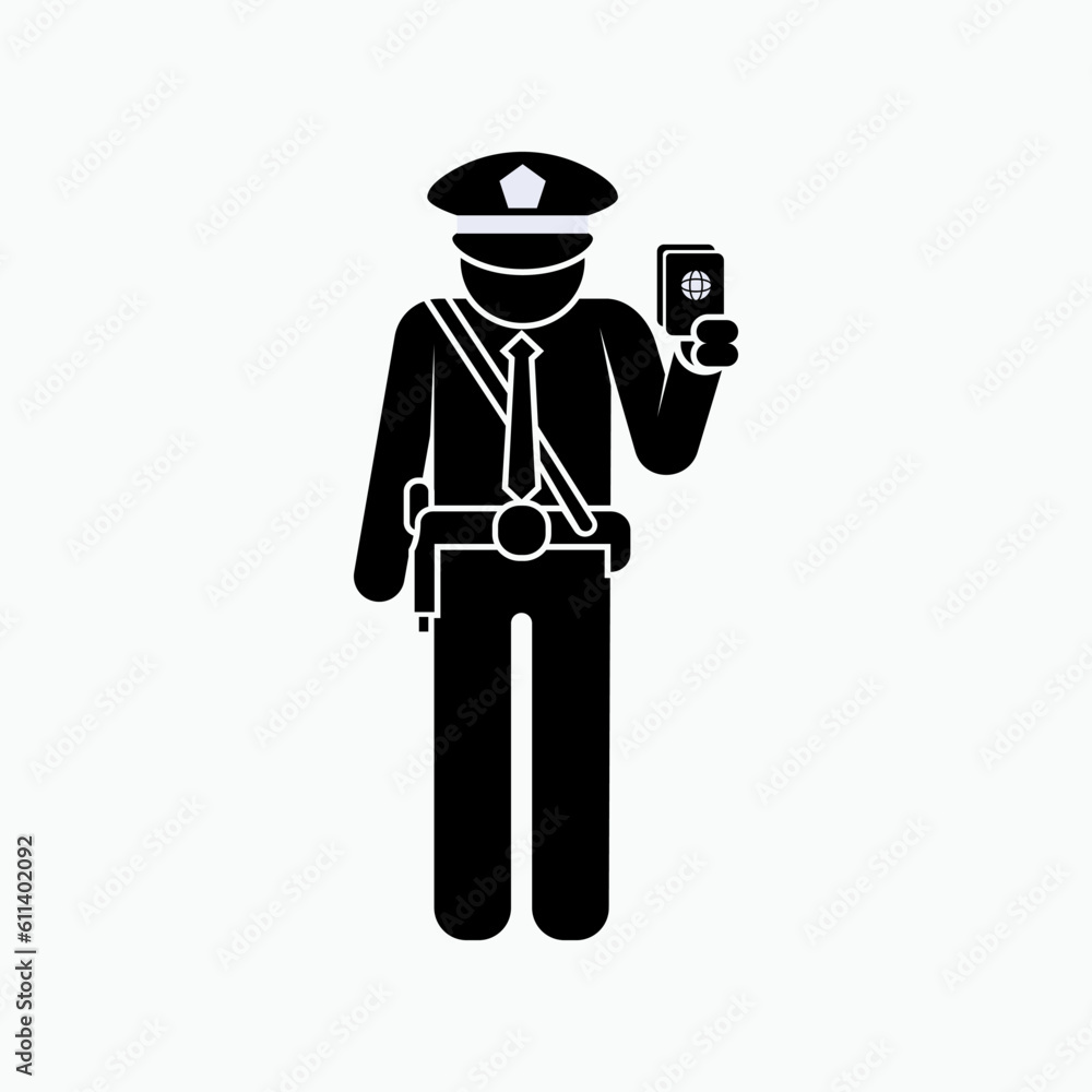Immigration Staff Icon. Border Officer, Customs Symbol. Aviation ...