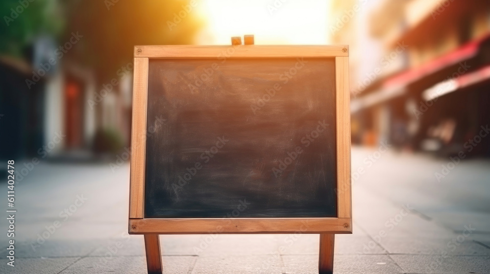 Blank restaurant shop sign or menu boards near the entrance to ...