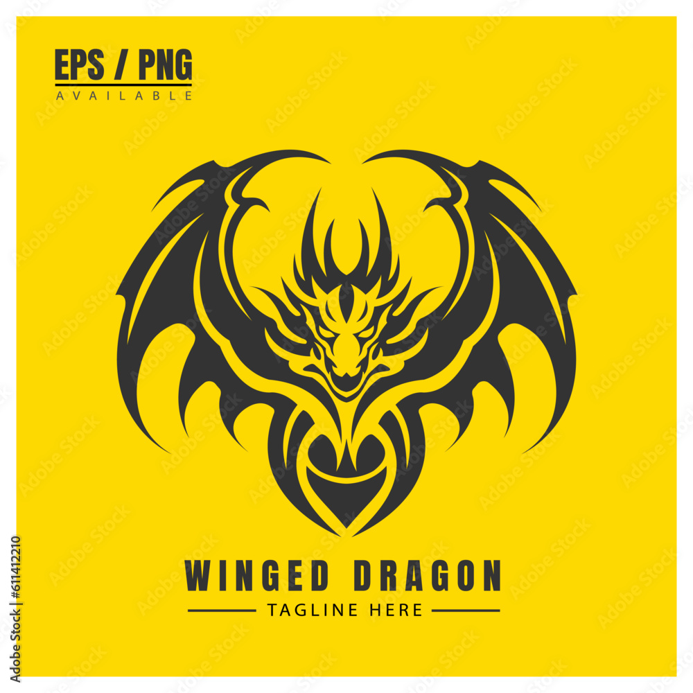 Winged Dragon Logo Vector Design Like Mortal Kombat Symbol PNG ...