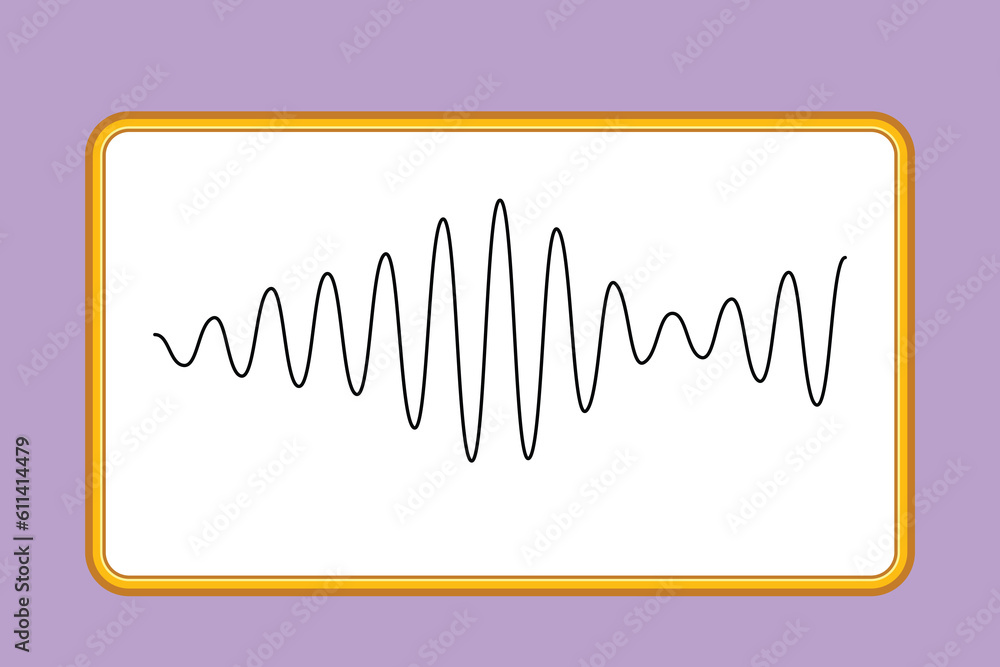 Graphic flat design drawing of black sound waves. Music audio frequency ...