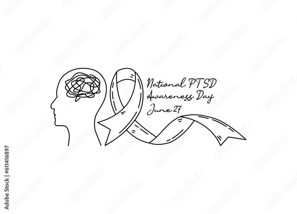 line art of national PTSD awareness day good for national PTSD ...
