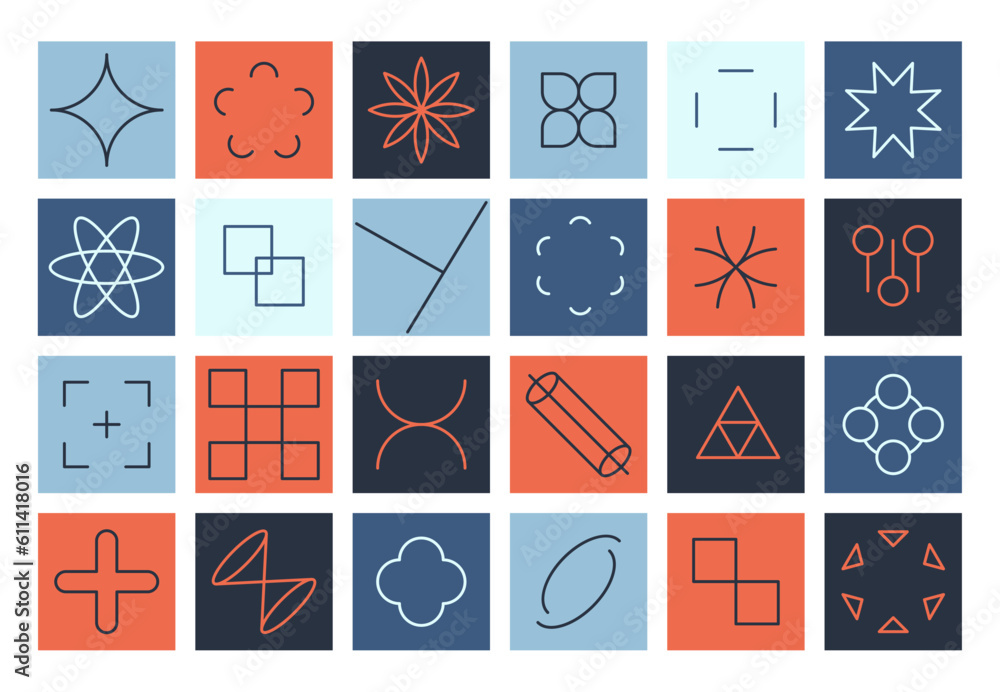 Modern line figures. Abstract modern linear forms, simple dynamic ...