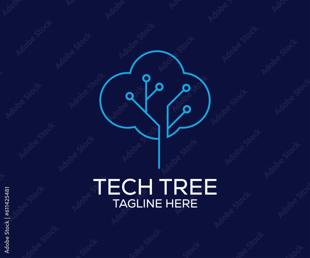 Technology Tree Vector logo Art Icons Stock Vector | Adobe Stock
