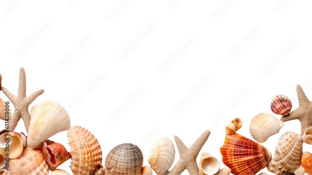 frame border featuring a variety of detailed shells, generative ai ...