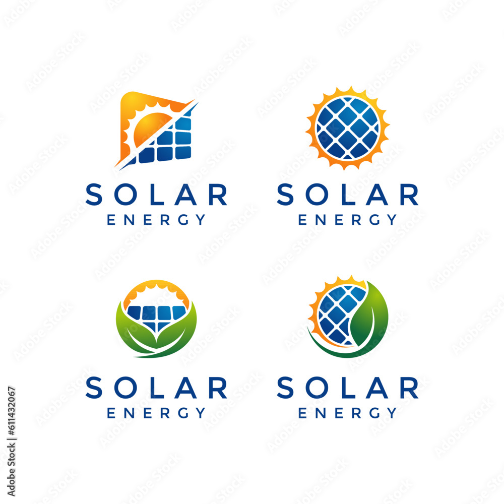 Sun Solar Energy Logo Design . Set of Green energy logos Template ...