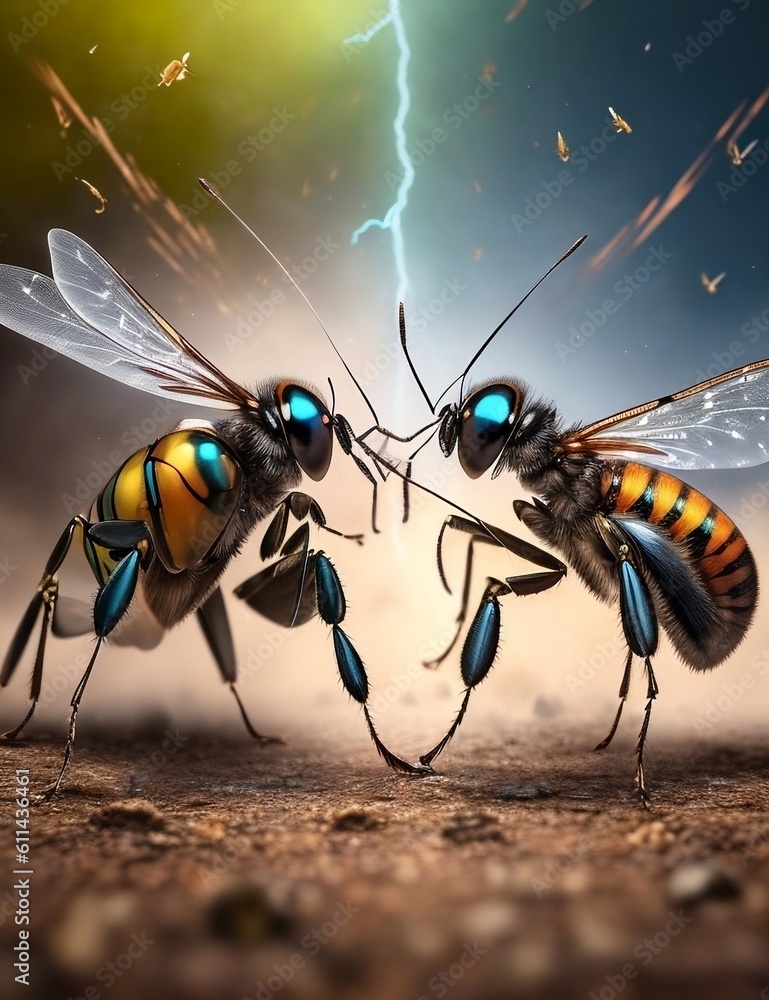 Witness intense battle between formidable insects, showcasing ...