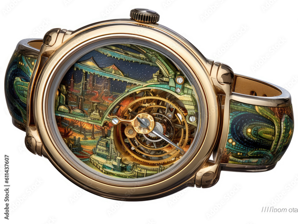Elegant watch showcasing a mesmerizing intergalactic night-sky design ...
